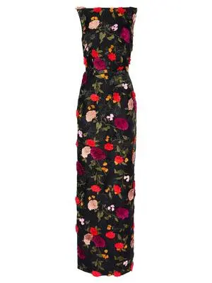 Erdem Embroidered Jacquard Gown - Black