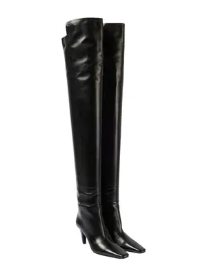 Saint Laurent Jill 75 Leather Over-the-knee Boots - Black