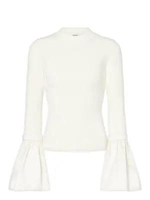 Simkhai Agata Taffeta-trimmed Ribbed-knit Top - White