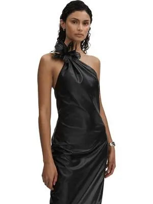 Halston Rhia Faux Leather Maxi Dress - Black
