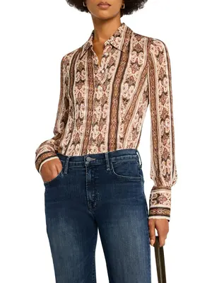 Paige PAIGE Desano Printed Button-Front Shirt Buttercream Multi