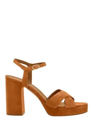 STUART WEITZMAN Dayna Suede Crisscross Platform Sandals Hazel