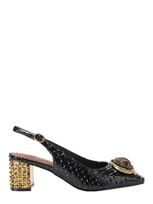 Kurt Geiger Block-heel Faux-leather Slingbacks - Black