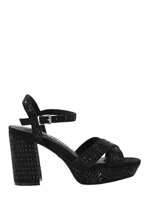 Kurt Geiger Fleur Bead-embellished Platform-heel Woven Sandals - Black