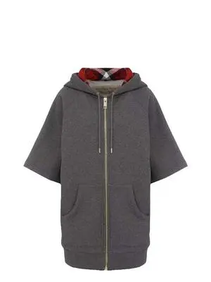 BURBERRY Oversized Short Sleeve Zip-Up Hoodie