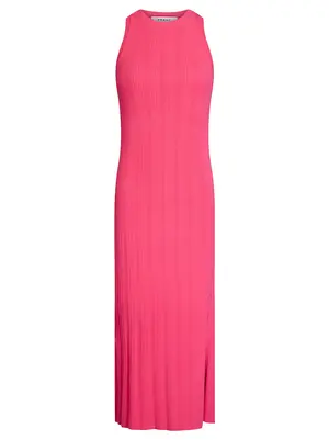 FRAME Cutout Ribbed-knit Midi Dress - Pink