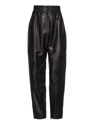 Acne Studios Acne Studios Pleated Tapered Leather Pants Black