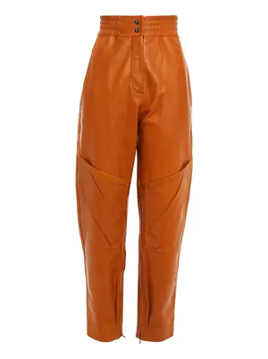 Acne Studios Acne Studios Pleated Tapered Leather Pants Tan