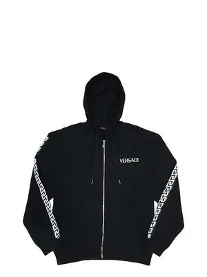 Versace Printed Long Sleeve Hoodie - Black