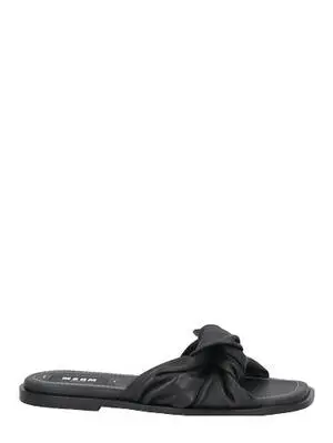 MSGM MSGM Leather Slides With Bow Detailing Black