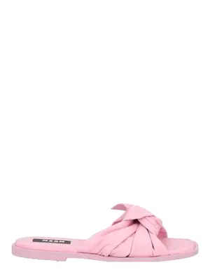 MSGM Leather Slides With Bow Detailing - Pink
