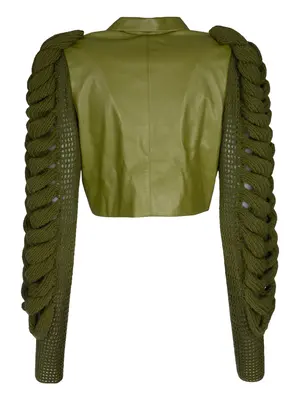 LIYA Knitted-sleeve Jacket - Green