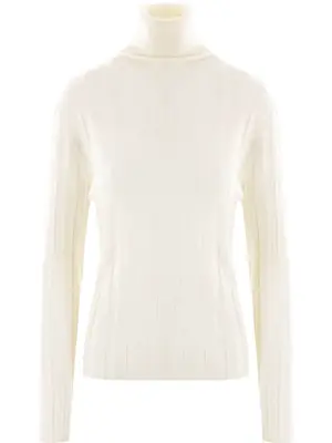 ALLUDE Ribbed-knit Jumper - White
