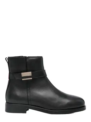 Tommy Hilfiger Leather Ankle Boots - Black