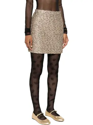 Alessandra Rich Lurex Tweed Mini Skirt - Black