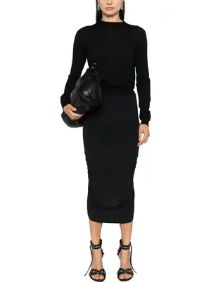 Rick Owens Crepe Midi Skirt - Black