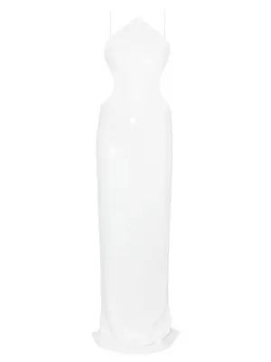 MONOT Sequin Halterneck Maxi Dress - White