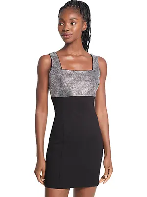 Michael Kors Embellished Stretch Viscose Mini Dress - Black