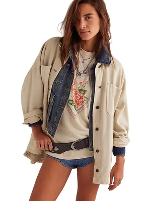 Free People We The Free Love Rose Tee Ivory Combo