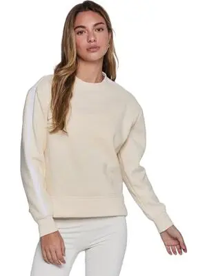 REBODY Sideline Fleece Crewneck Sweatshirt - Bone/white