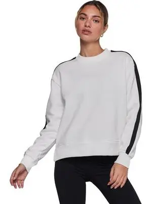 REBODY Rebody Active Sideline Fleece Crewneck Sweatshirt Brilliant White/black