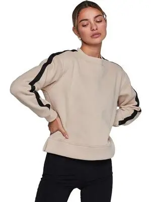 REBODY Rebody Active Sideline Fleece Crewneck Sweatshirt Sand/black