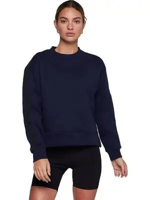 REBODY Sideline Fleece Crewneck Sweatshirt - True Navy/black