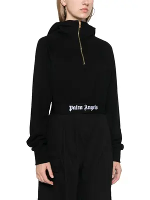 Palm Angels Logo-underband Hoodie - Black