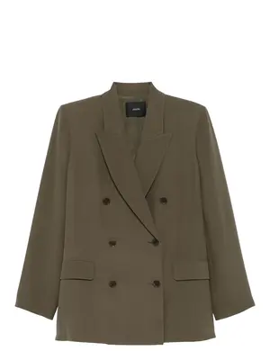 JOSEPH Silk Blend Crepe Blazer - Green