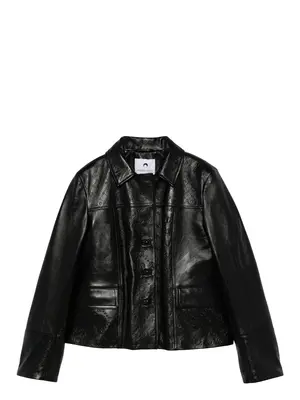 MARINE SERRE Marine Serre Moonogram-Embossed Leather Jacket