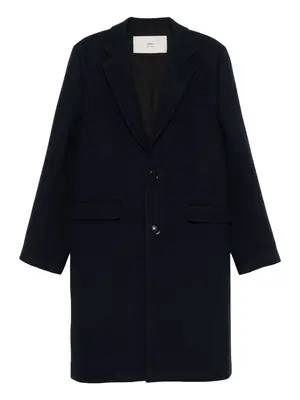 Ami Wool Single-breasted Coat - Blue