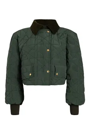 Patou Cropped Quilted Bomber Jacket - Green