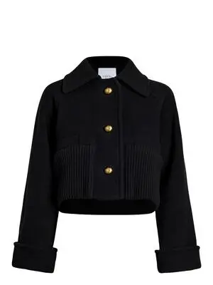 PATOU Patou Rib-Waist Cropped Coat Black
