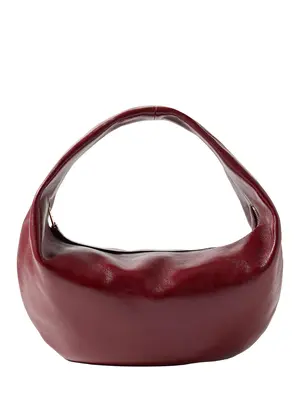 Khaite KHAITE Olivia Medium Crinkled Patent-Leather Tote Burgundy