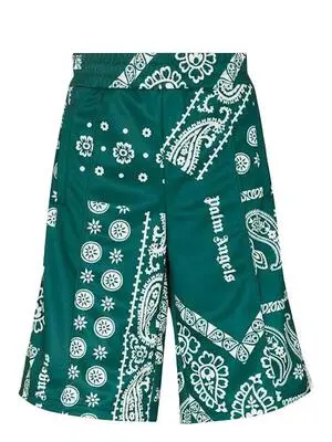 Palm Angels Bandana Track Shorts - Green/white