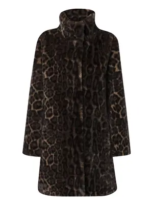 Apparis Leopard Print Faux Fur Coat - Brown