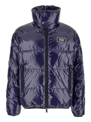 Dsquared2 Down Jacket With Logo Patch - Blue