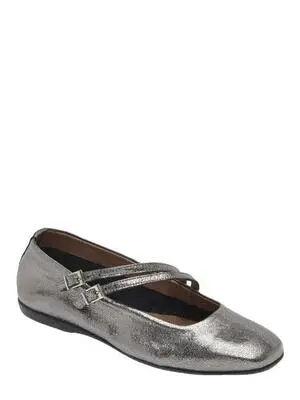 WONDERS Asymmetric Strap Flat - Lead Metallic
