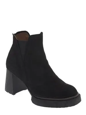 WONDERS Platform Chelsea Boot - Black Suede