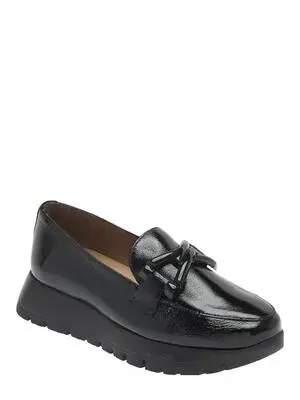 WONDERS Platform Loafer - Black Patent Lea