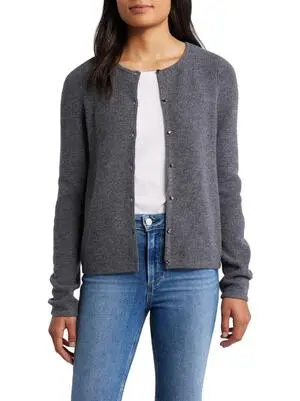 Caslon Wool And Cashmere Cardigan Grey Dark Heather