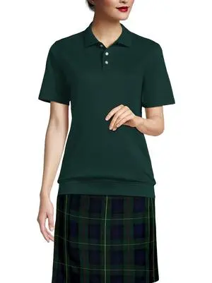 LANDS' END Short Sleeve Banded Bottom Polo - Evergreen