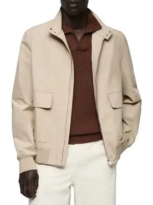 Mango Cotton Zip-up Jacket - Beige