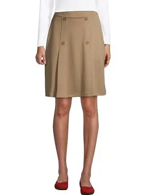 LANDS' END Ponte Knit Button-front Skort - Khaki