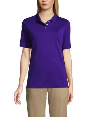 LANDS' END School Uniform Short Sleeve Interlock Polo Shirt - Deep Purple