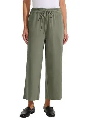 LANDS' END Sport Knit Drawstring Wide Leg Crop Pants - Sage
