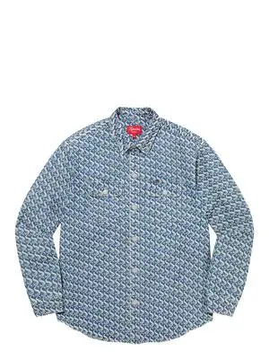 Supreme Monogram Denim Shirt - Blue