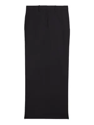 Helmut Lang Zipped Wool Maxi Skirt Light Brown
