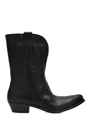 Golden Goose Wish Star Leather Western Boots - Black