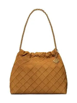 Tory Burch Tory Burch Fleming Soft Suede Hobo Bag Chicory Brown